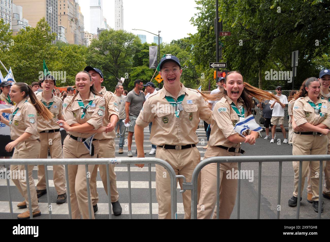 Parade participants dance on Fifth Avenue at the 59th annual Israel Day ...