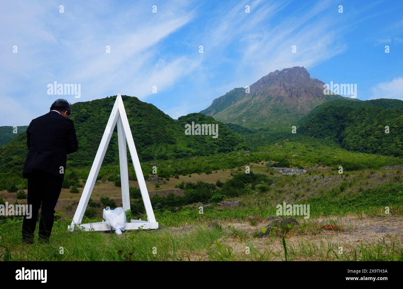 A triangular pyramid-shaped monument is pictured on June 3rd, 2024, the ...