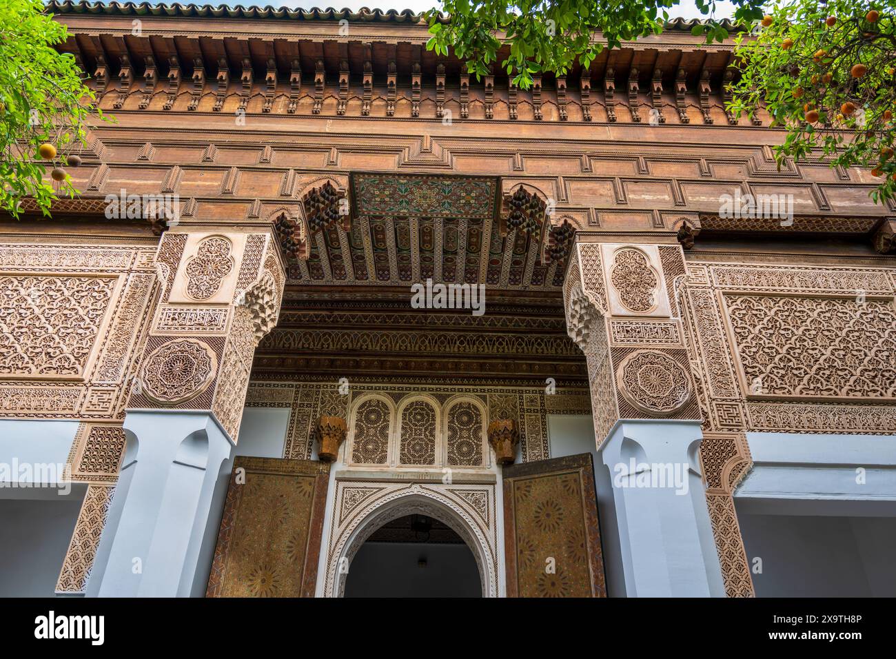 Bahia Palace, Marrakech, Morocco - March 18, 2024: The grand entrance ...