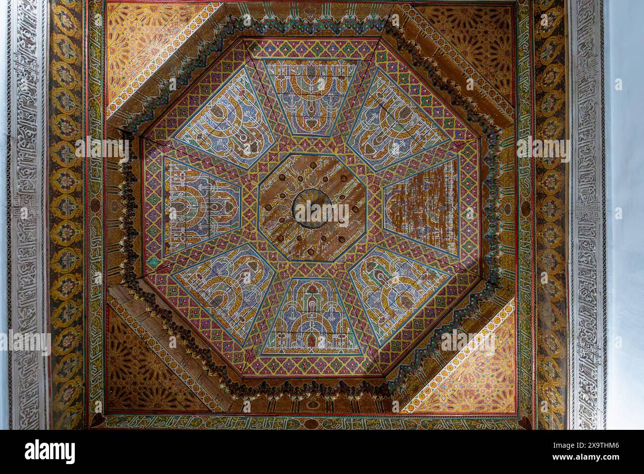 Bahia Palace, Marrakech, Morocco - March 18, 2024: Vibrant mosaic ...