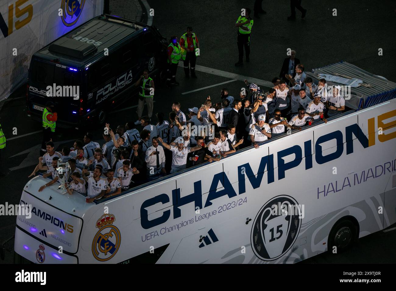 Madrid, Spain. 02nd June, 2024. An open-top bus transports the Real ...