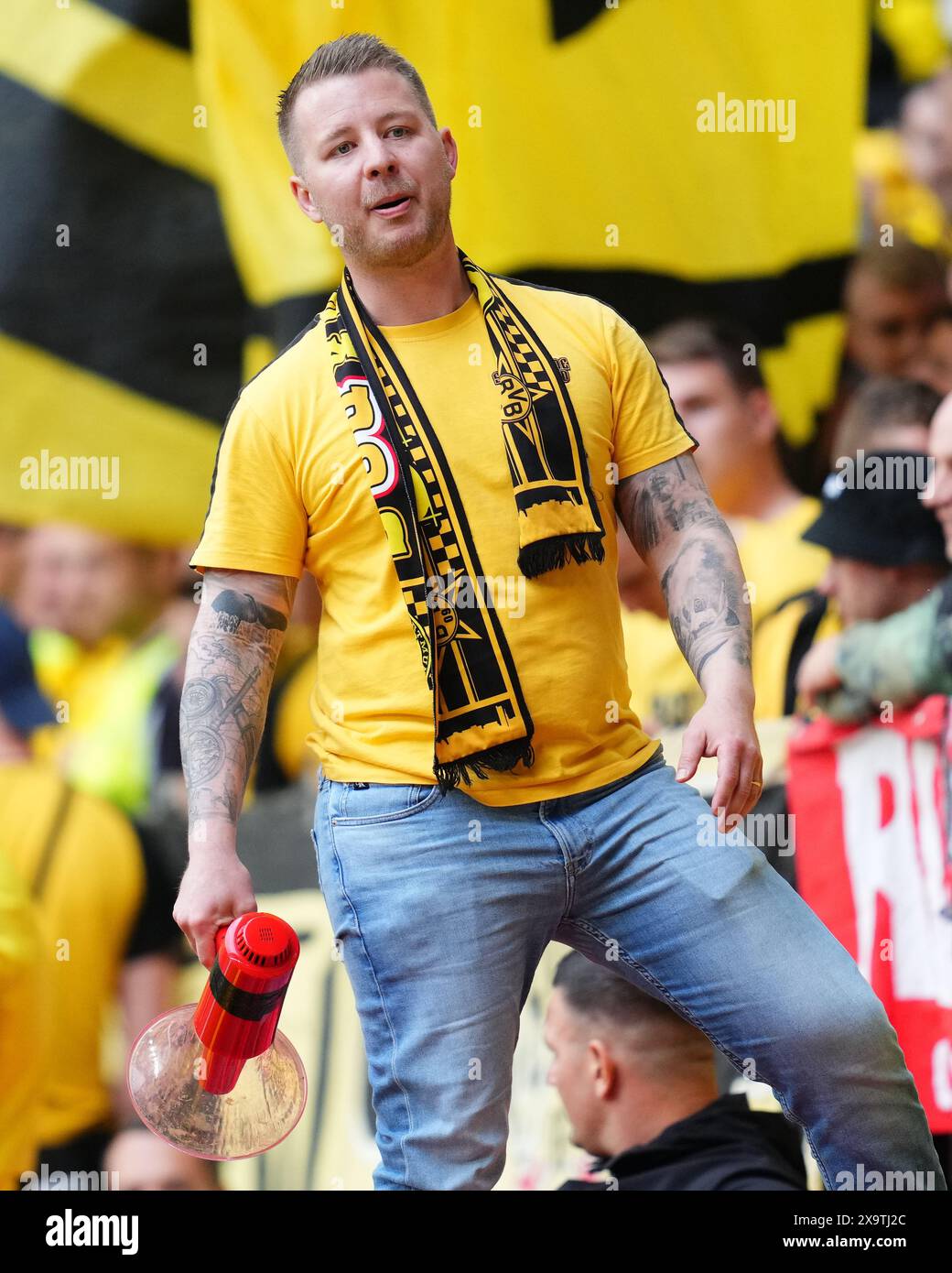 London, UK. 01st June, 2024. Borussia Dortmund's ultra fan during the ...