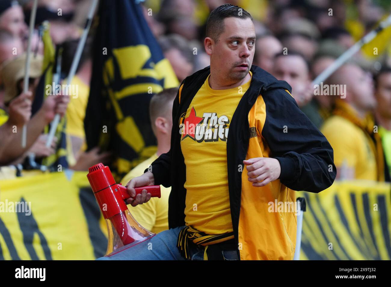 London, UK. 01st June, 2024. Borussia Dortmund's ultra fan during the ...