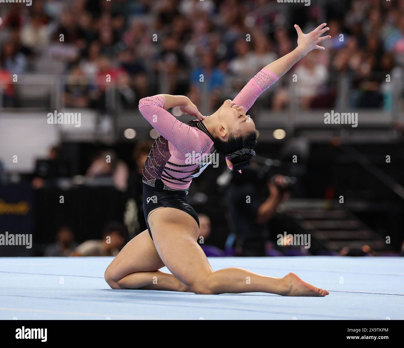 Fort Worth, Texas, USA. June 2, 2024: Leanne Wong competes on the floor ...