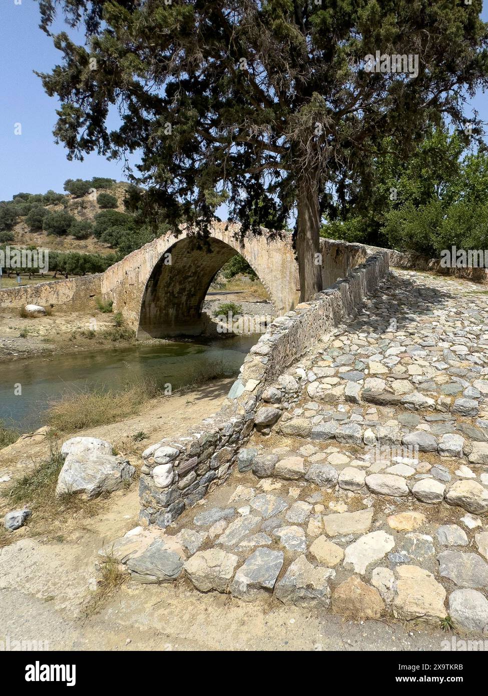 View of stairway with coarse cobblestones in the centre of the picture ...