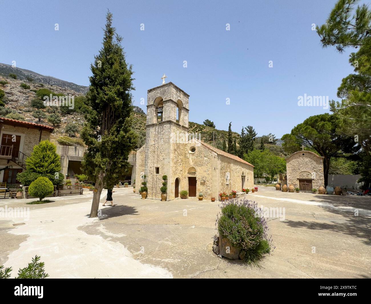 Historic two-aisled church Monastery church in courtyard Monastery courtyard of Eastern Orthodox ...