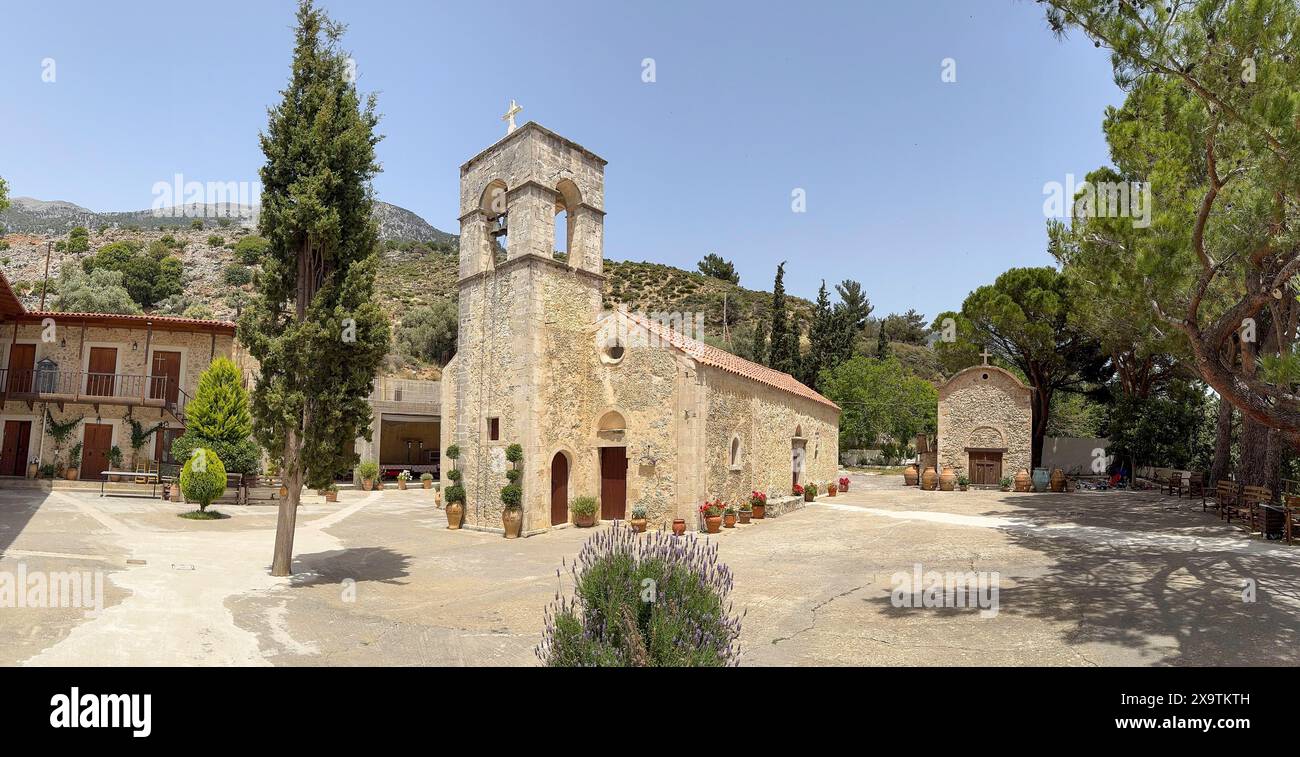 Panoramic photo panoramic view of monastery courtyard courtyard with historic two-aisled church ...