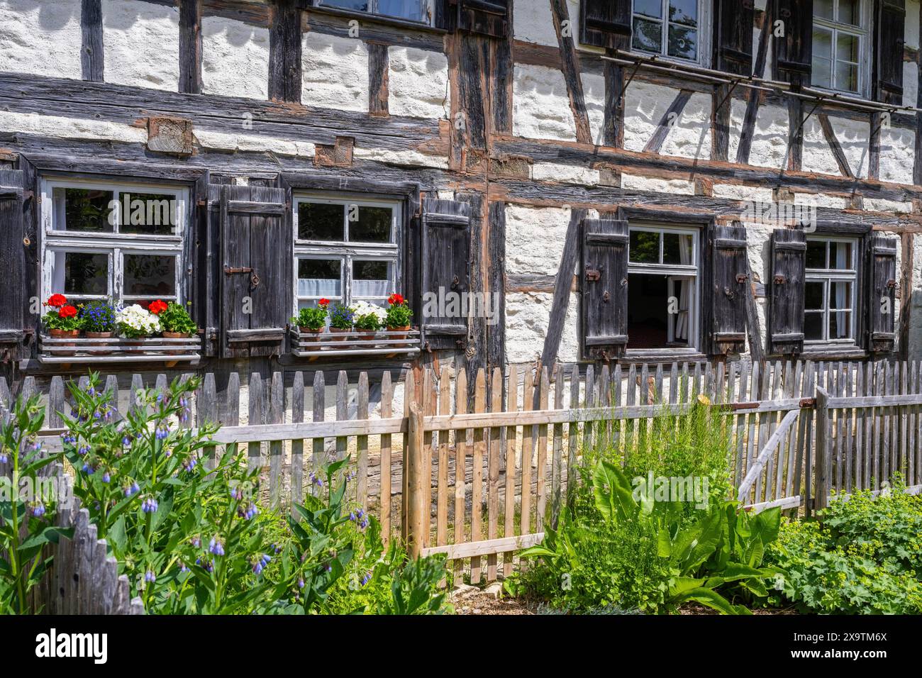 Traditionally built, old farmhouse, half-timbered house, called Biehle ...