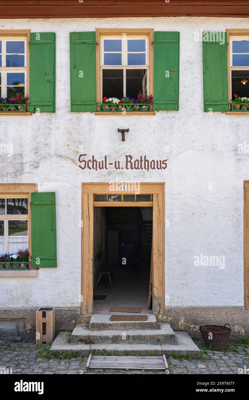 Detailed view of a traditionally built old schoolhouse, also the town ...