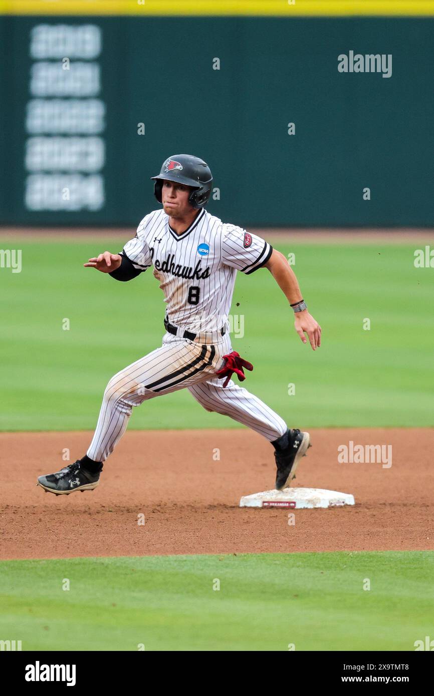 June 2, 2024: SEMO base runner Ty Stauss #8 moves across second base as ...
