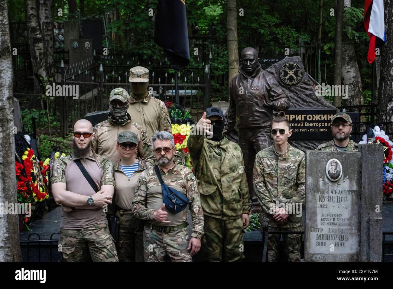 Soldiers of the Wagner PMC during a group photo near the installed ...