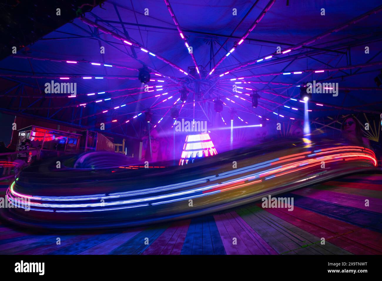 Spinning ride light trails at the Los Angeles County Fair- 23 May 2024 ...