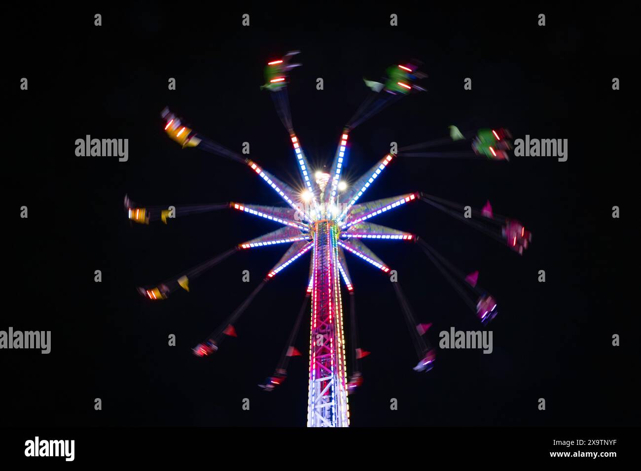 Spinning sky swing ride light trails at the Los Angeles County Fair- 23 ...
