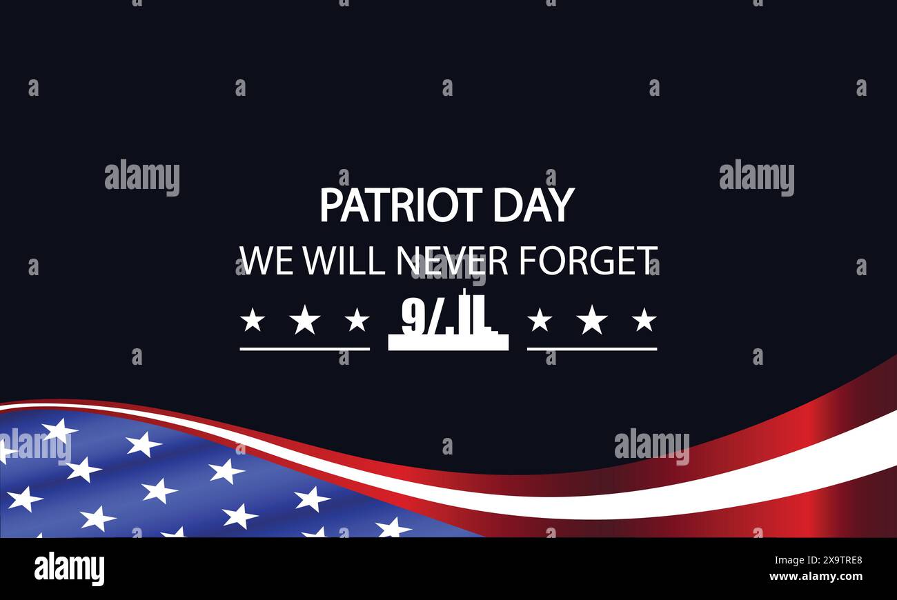 Remembering 911 A Tribute to Patriot Day with Flag Design Stock Vector ...