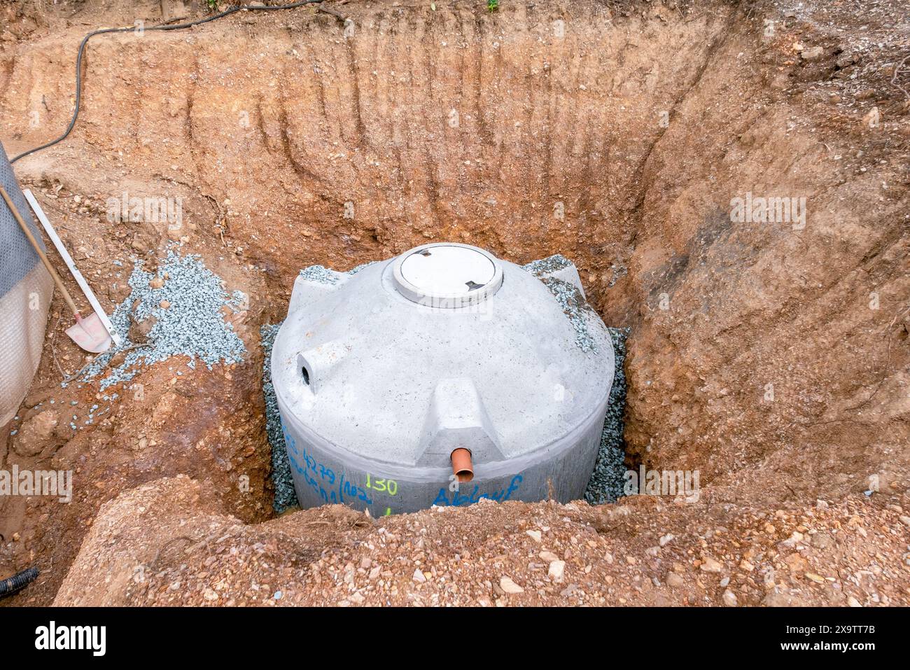 new water cistern at a construction site in a housing area Stock Photo ...