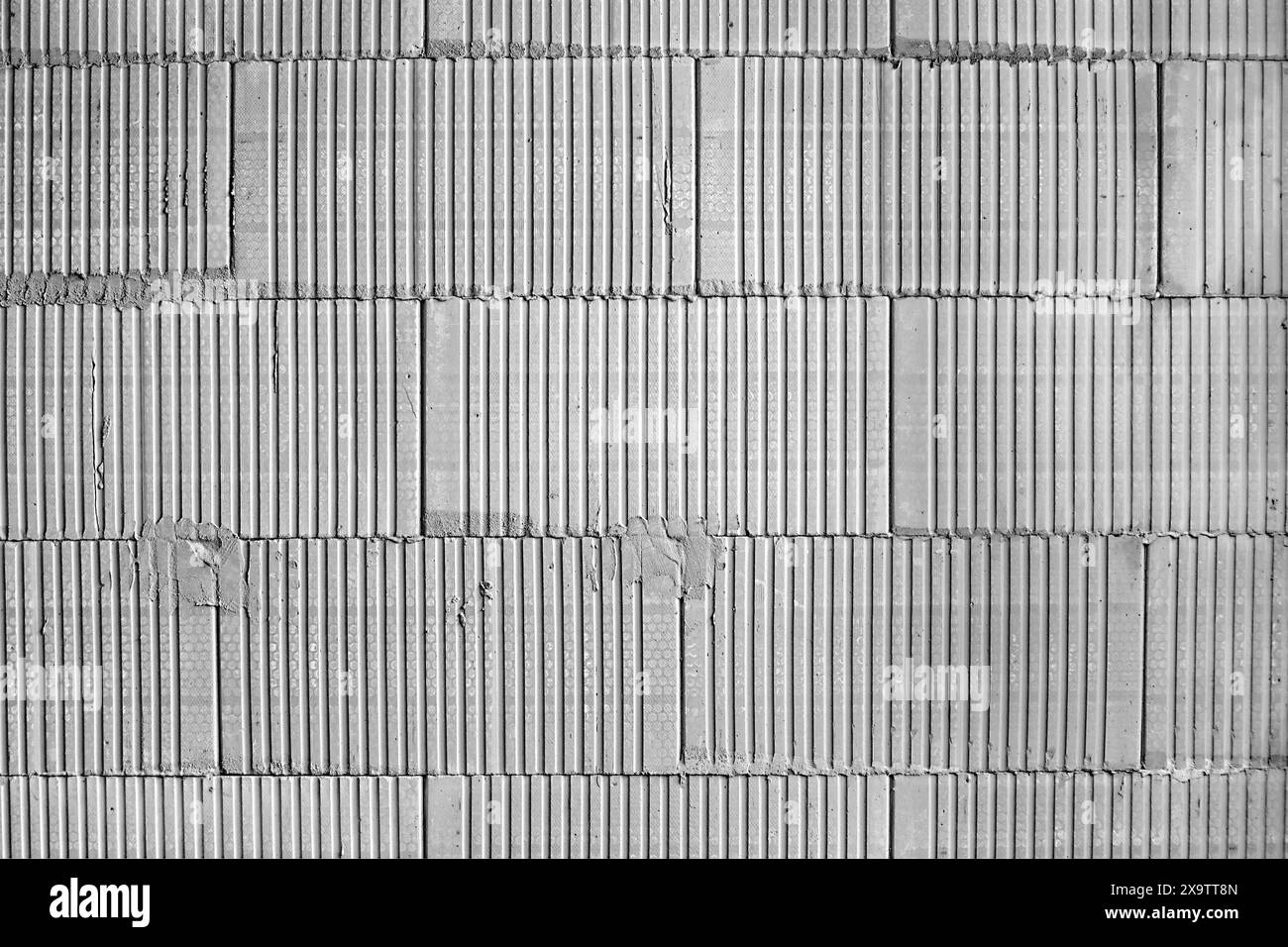 background of red hollow block wall at the construction site Stock ...