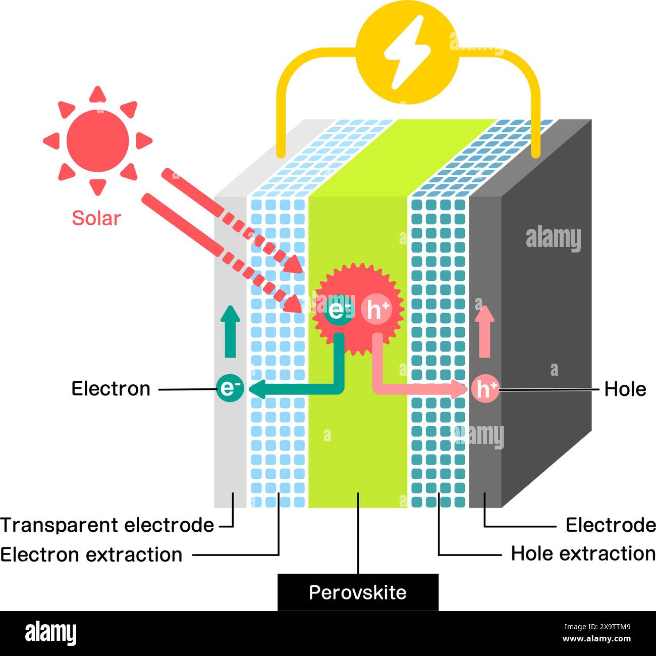 Mechanism illustration of Perovskite Solar Cells Stock Vector Image ...
