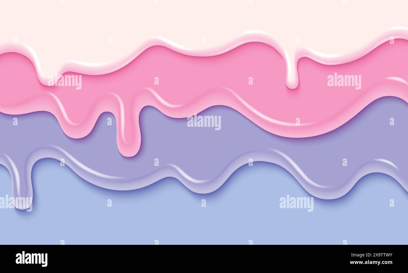 Three layers of pastel colored candy or ice cream drip. Realistic 3d ...