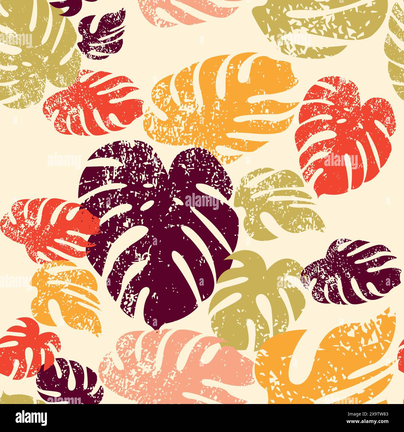 Floral seamless pattern with leaves. tropical background, Monstera ...