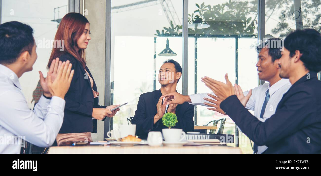 Business partner team meeting working together on office desk. Group of ...