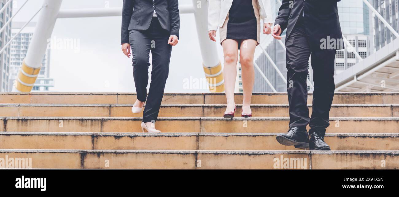 Crowd business people walking go to work in modern city life to working ...