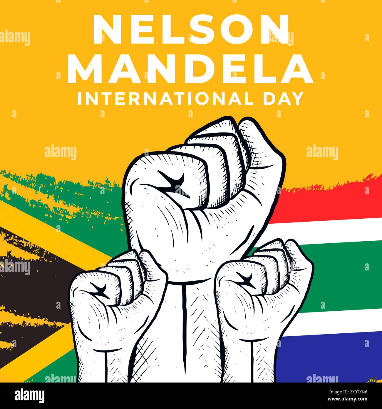 nelson mandela international day illustration in hand drawn design ...