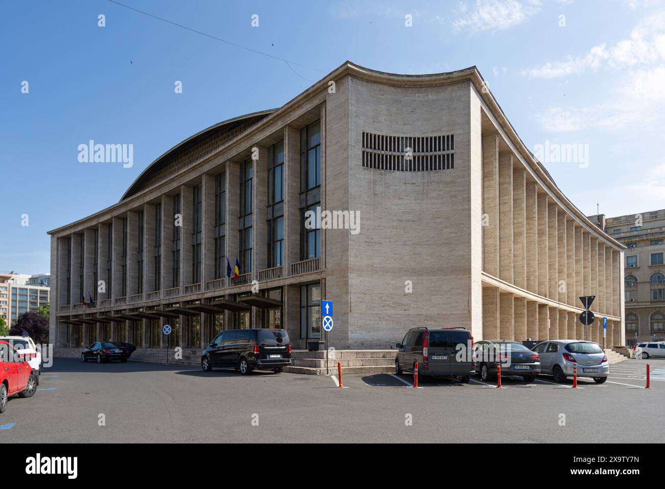 Bucharest, Romania. May 25, 2024. external view of the palace hall in ...