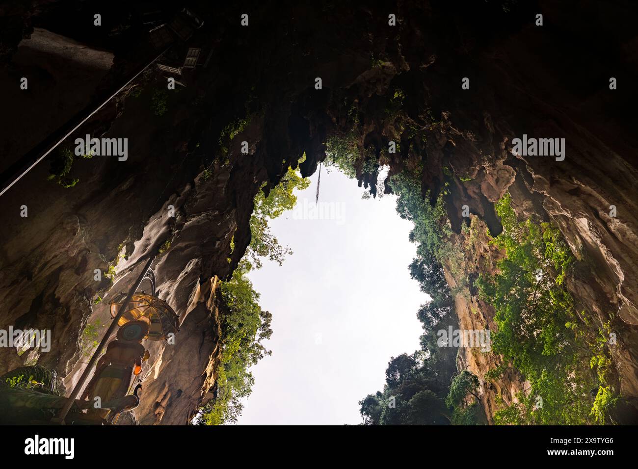beautiful Cave with sky and Forest inside limestone cave of batu cave ...