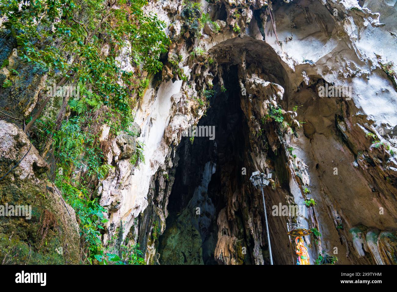 beautiful Cave with sky and Forest inside limestone cave of batu cave ...