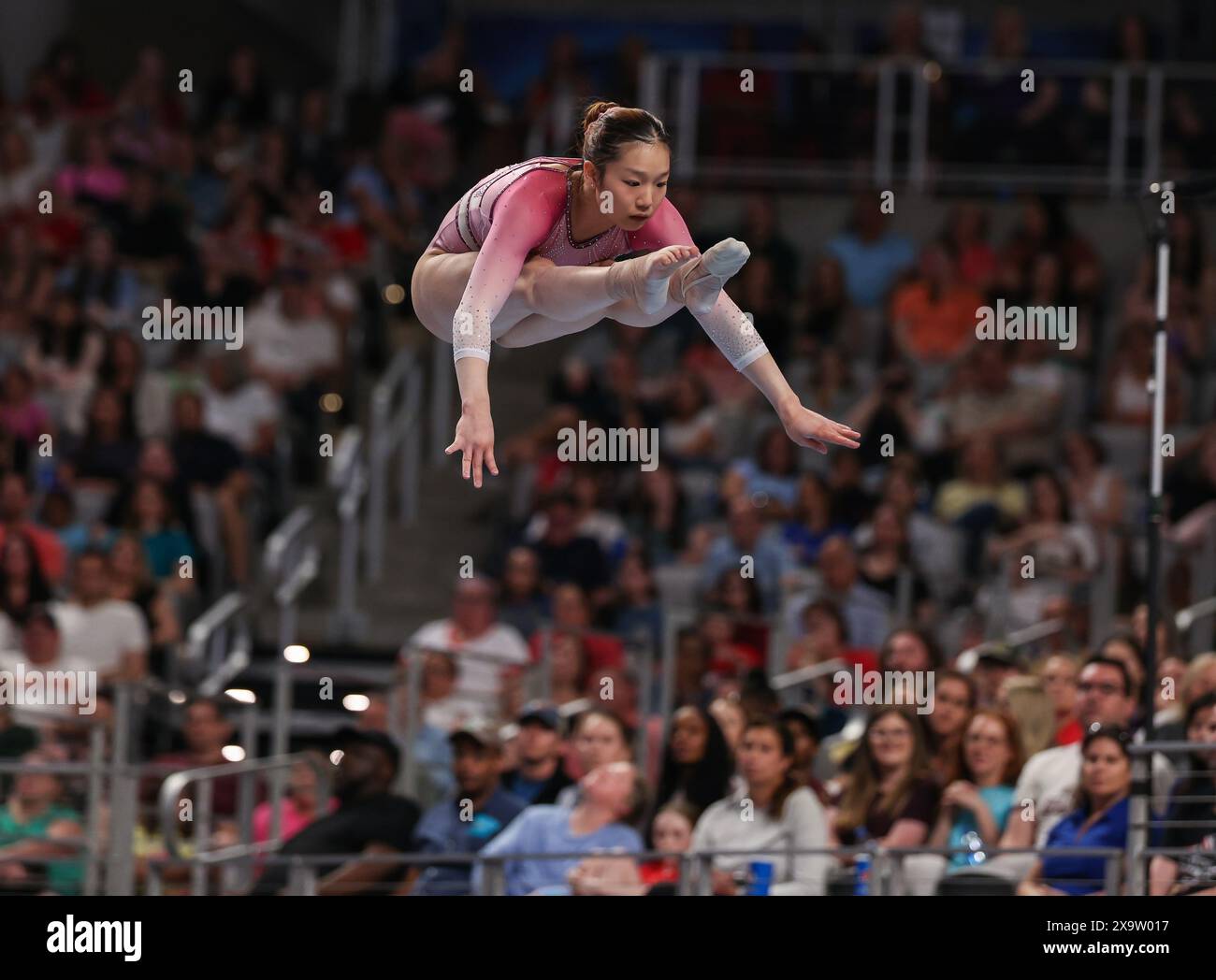 Fort Worth, Texas, USA. June 2, 2024: Katelyn Jong leaps above the ...