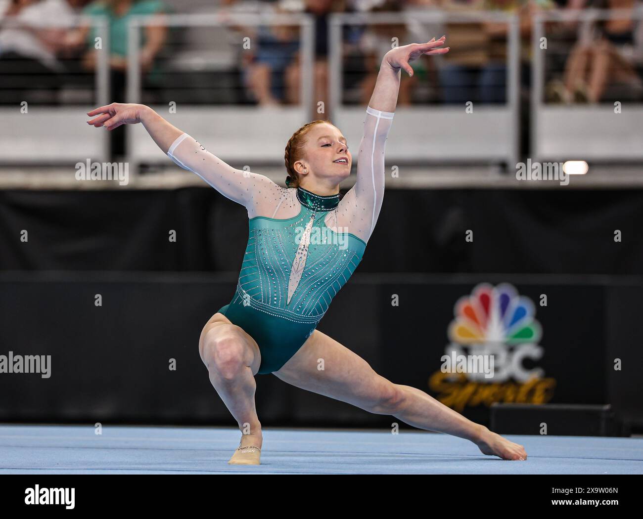 June 2, 2024: Dulcy Caylor competes on the floor exercise during the ...