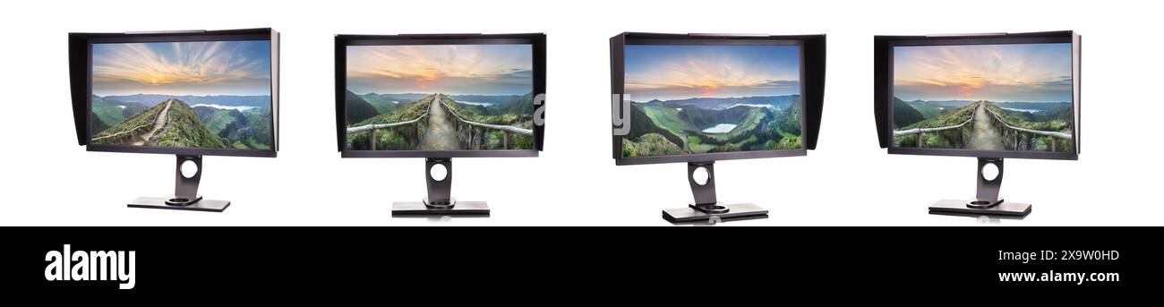 Professional photographer monitor with shading hood and calibrator ...