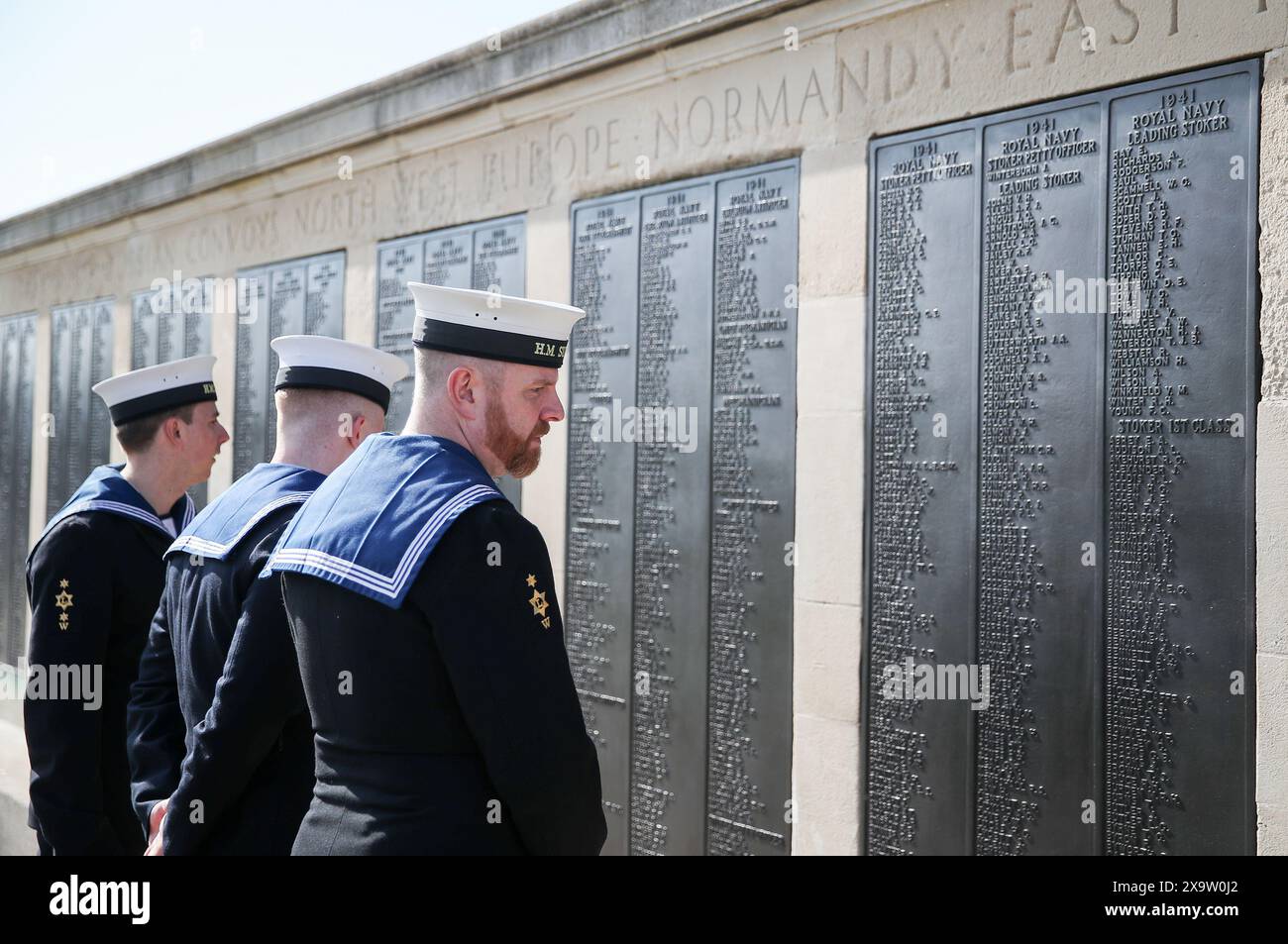 File photo dated 03/04/19 of Royal Navy ratings looking at the names on ...