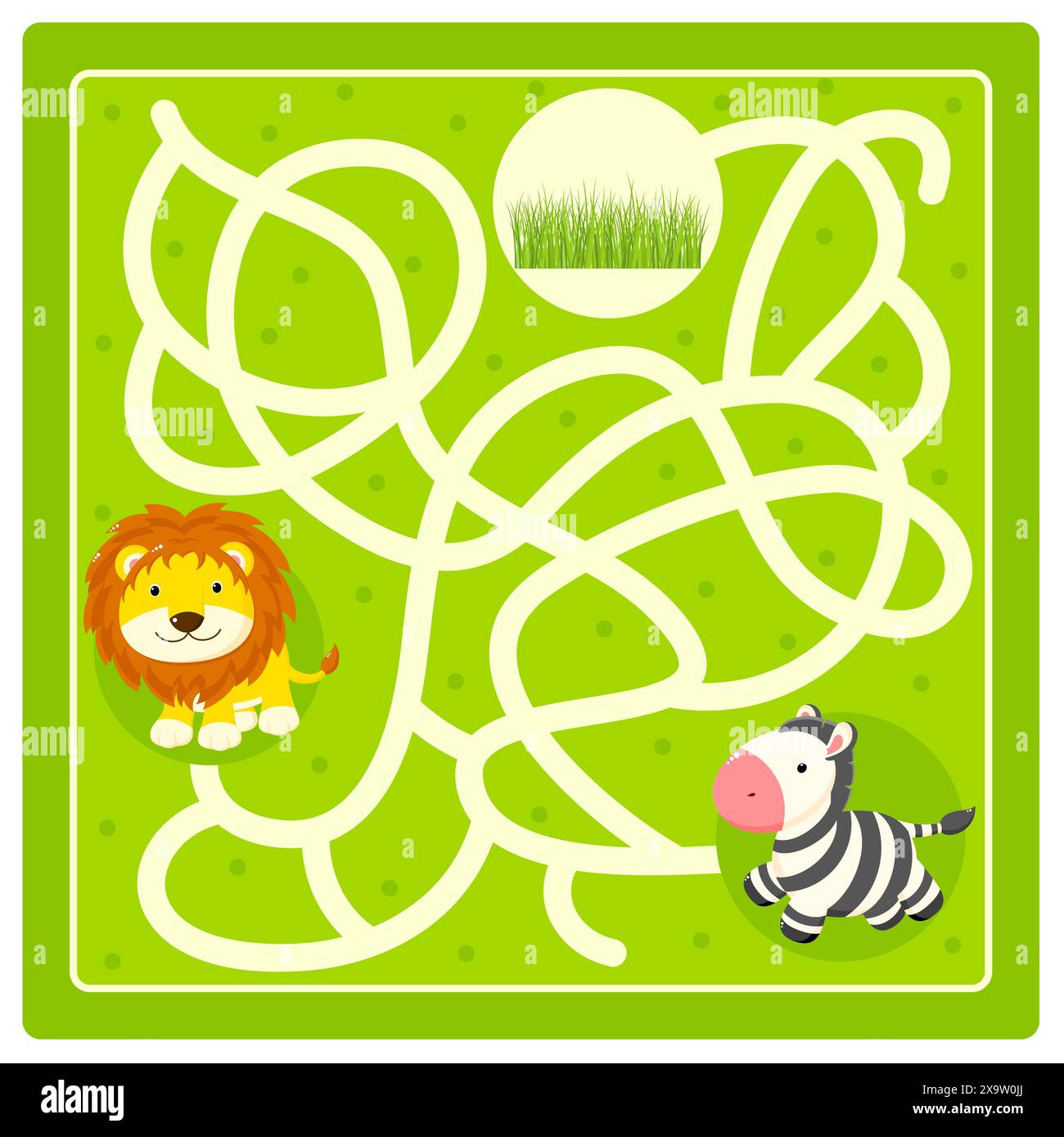 Help little zebra find path to grass. Labyrinth for preschool children ...