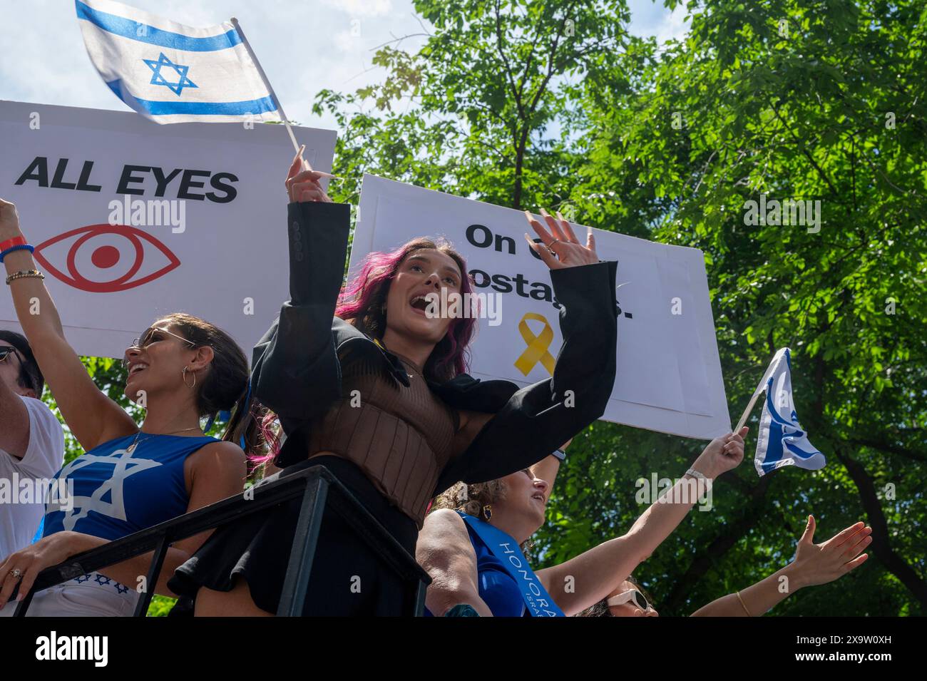 NEW YORK, NEW YORK - JUNE 2: Israeli singer Eden Golan rides a float up ...