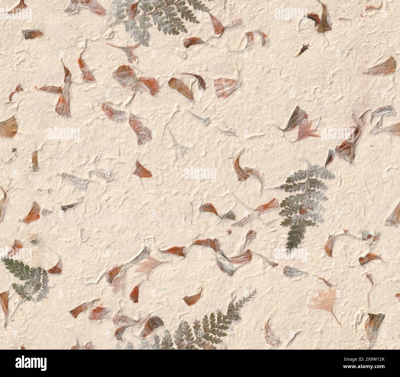 Seamless flowers petals and fern Narish paper texture. Natural ...
