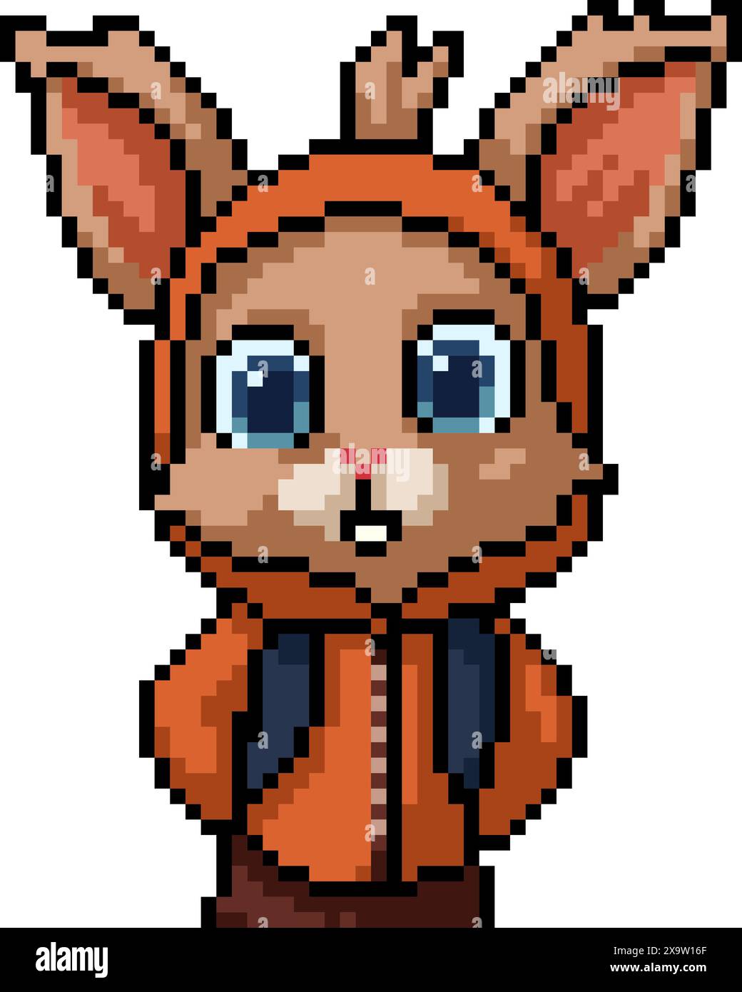 pixel art of bunny hood cloth isolated background Stock Vector Image ...