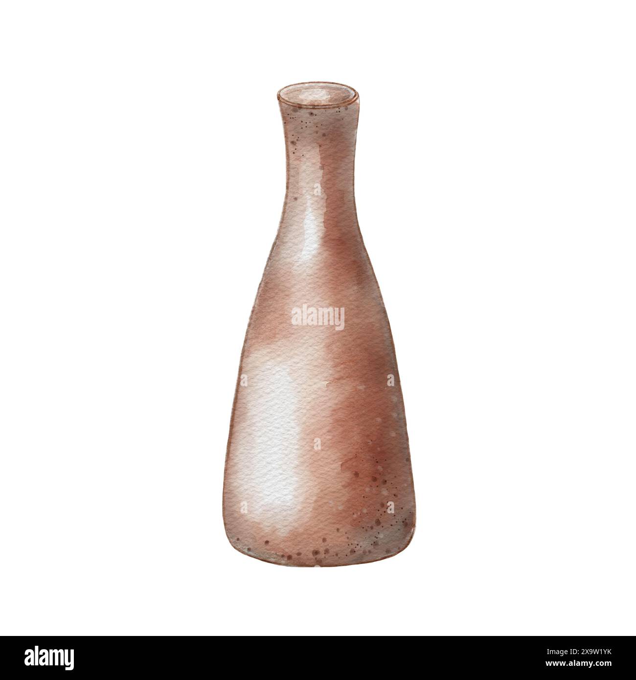 Tall vase with narrow neck in watercolor illustration isolated. Vase ...
