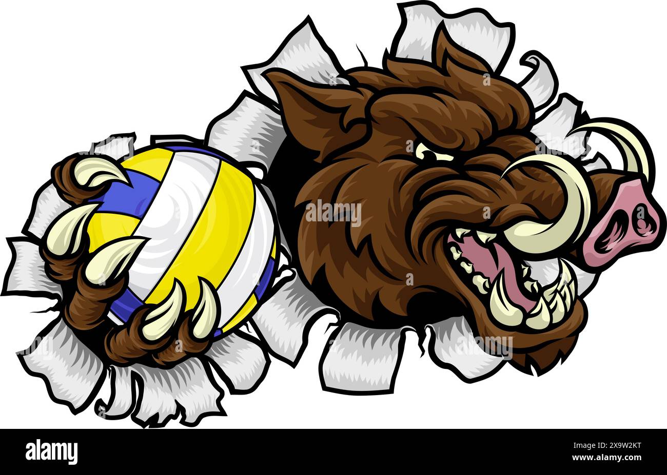 Boar Razorback Hog Volleyball Volley Ball Mascot Stock Vector Image ...
