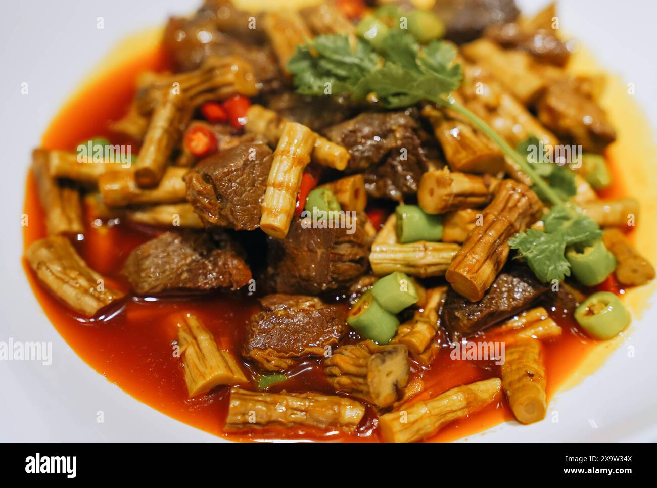 Chinese cuisine. Braised beef brisket with bamboo shoots Stock Photo ...