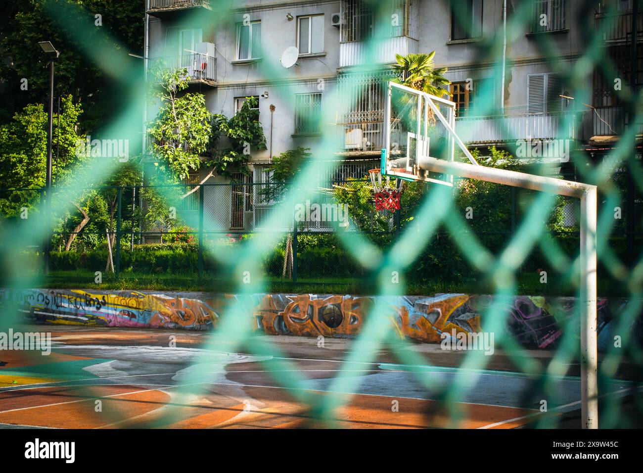 Tbilisi, Georgia - 1st june, 2024: basketball court early morning with ...