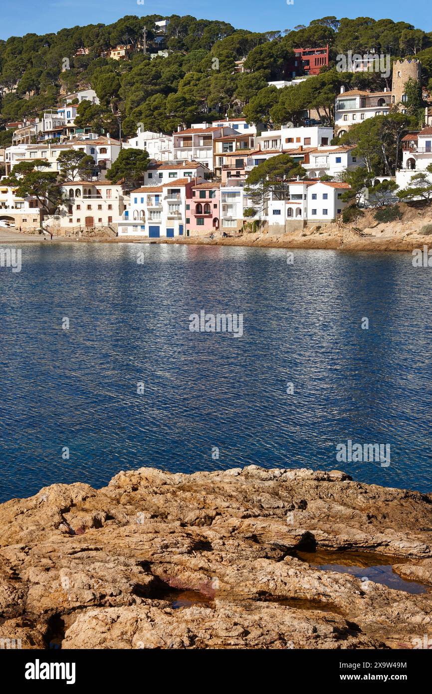 Mediterranean coastline traditional village of Begur. Costa Brava ...