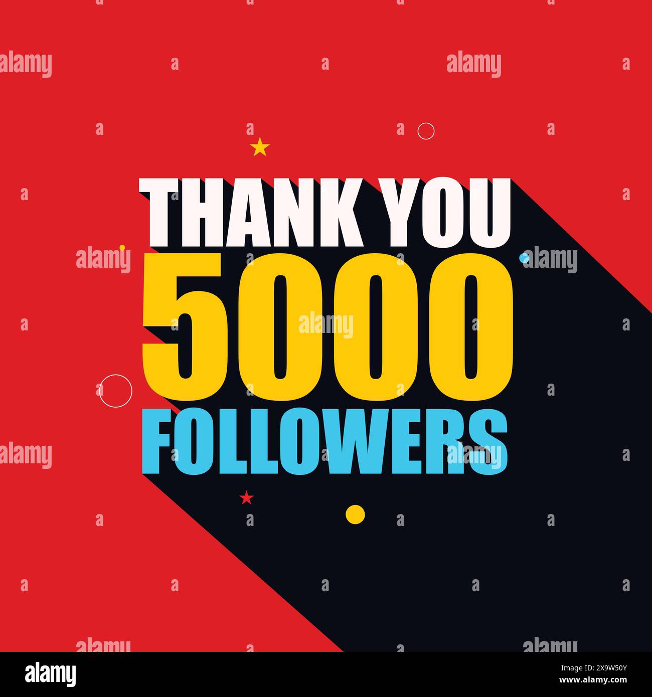 Thank You 5000 followers social media post design to celebrate channel, page or group success ...