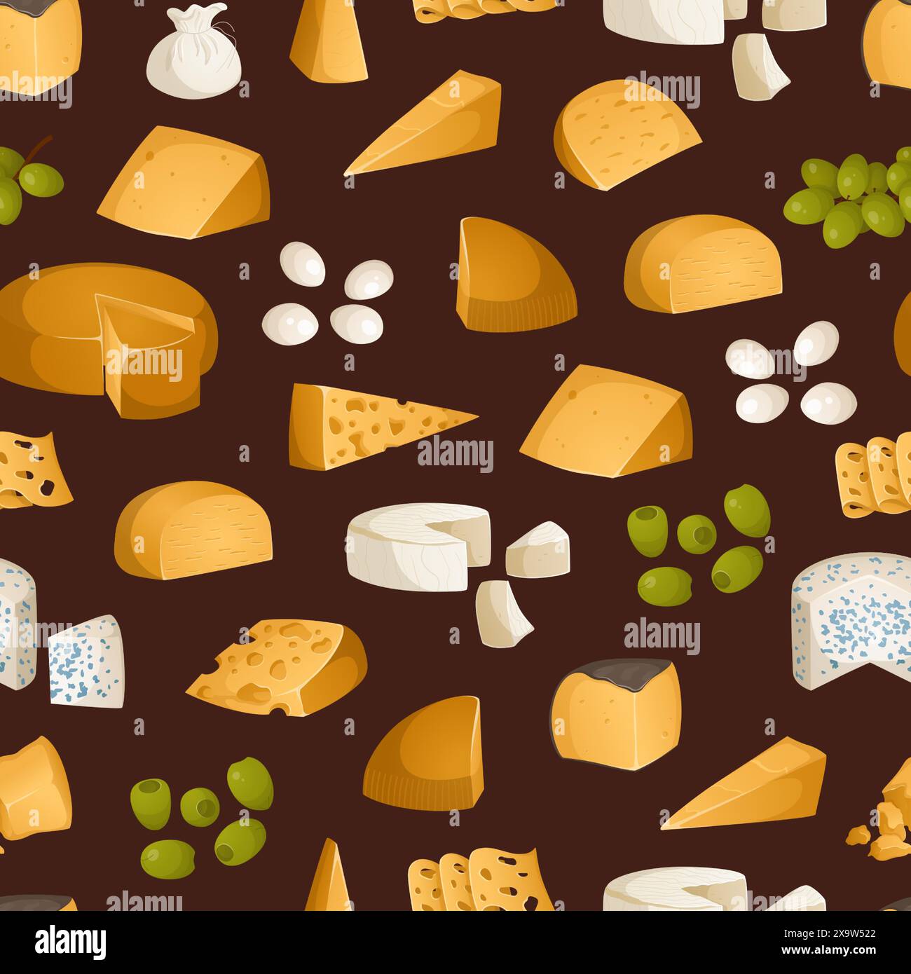 Bright pattern of different types of cheeses and fruits. Appetizers ...