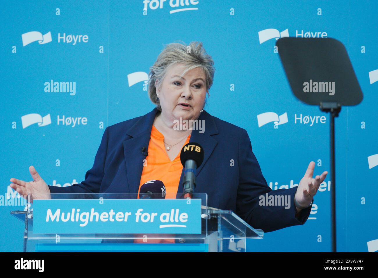 Oslo 20240603. Norwegian Politician Erna Solberg speaks to the Hoyre's central board at Hoyre's ...