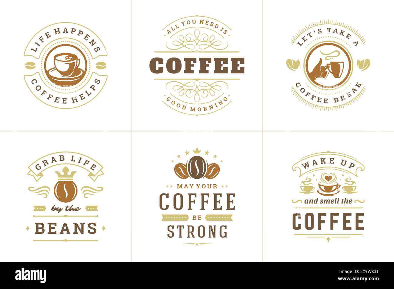 Coffee quotes vintage typographic style inspirational phrases vector ...