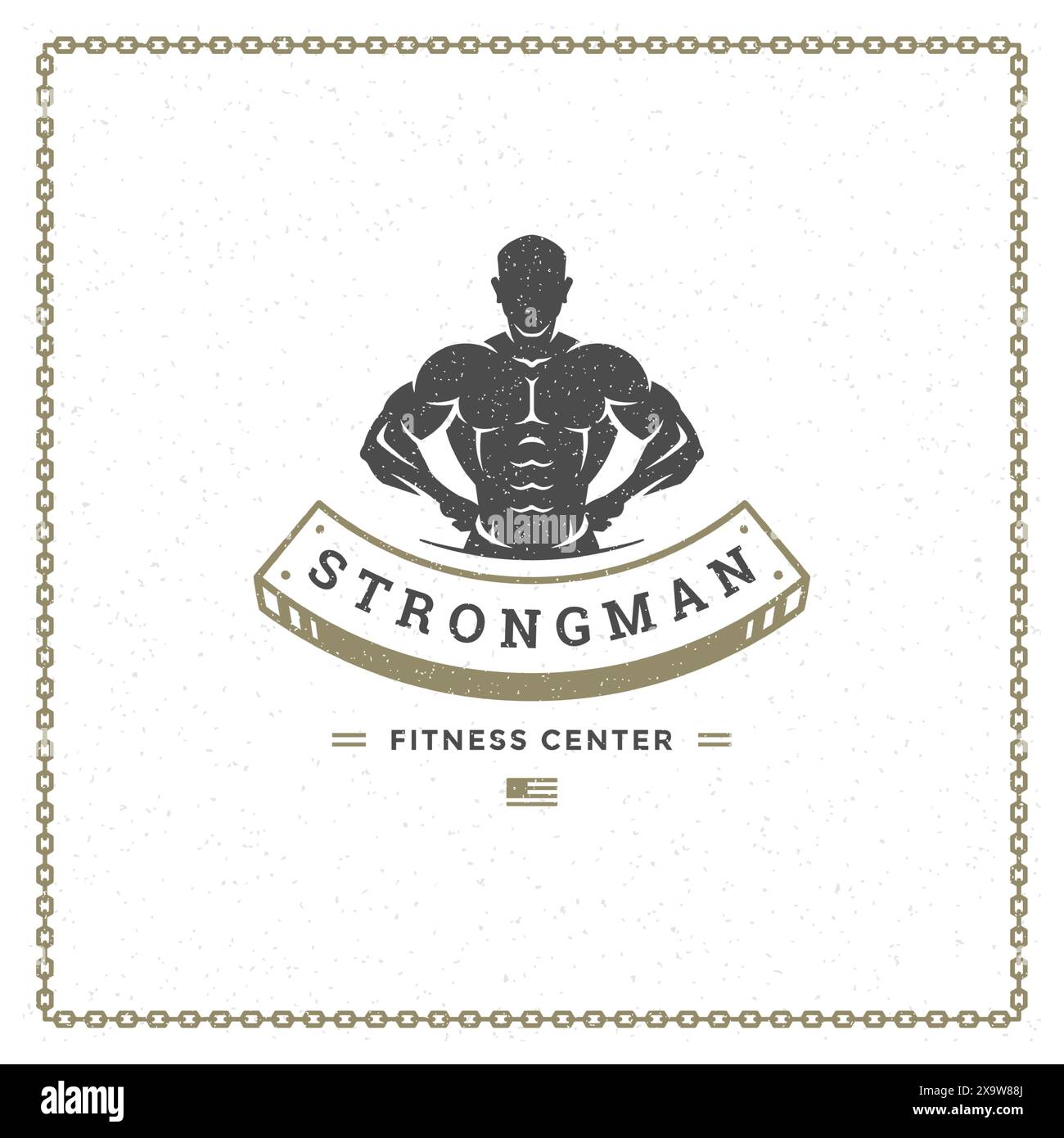 Fitness gym badge or emblem vector illustration. Bodybuilder man ...