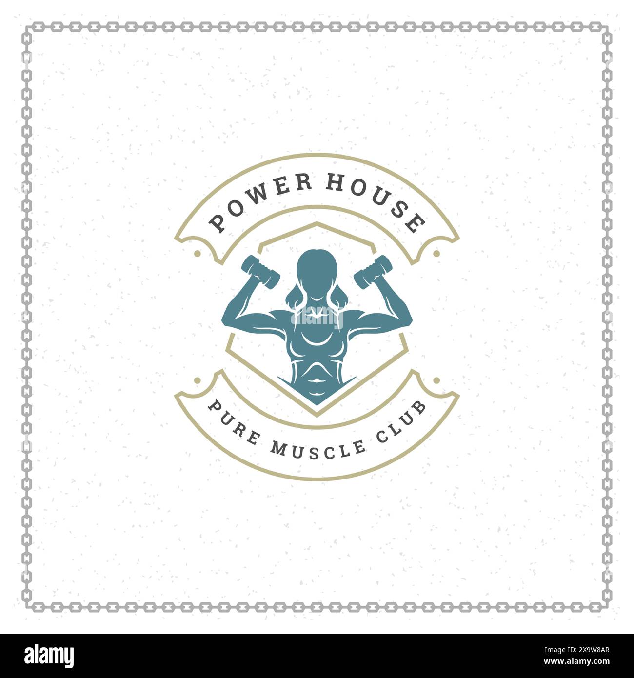 Bodybuilder woman logo or badge vector illustration, female lifting ...