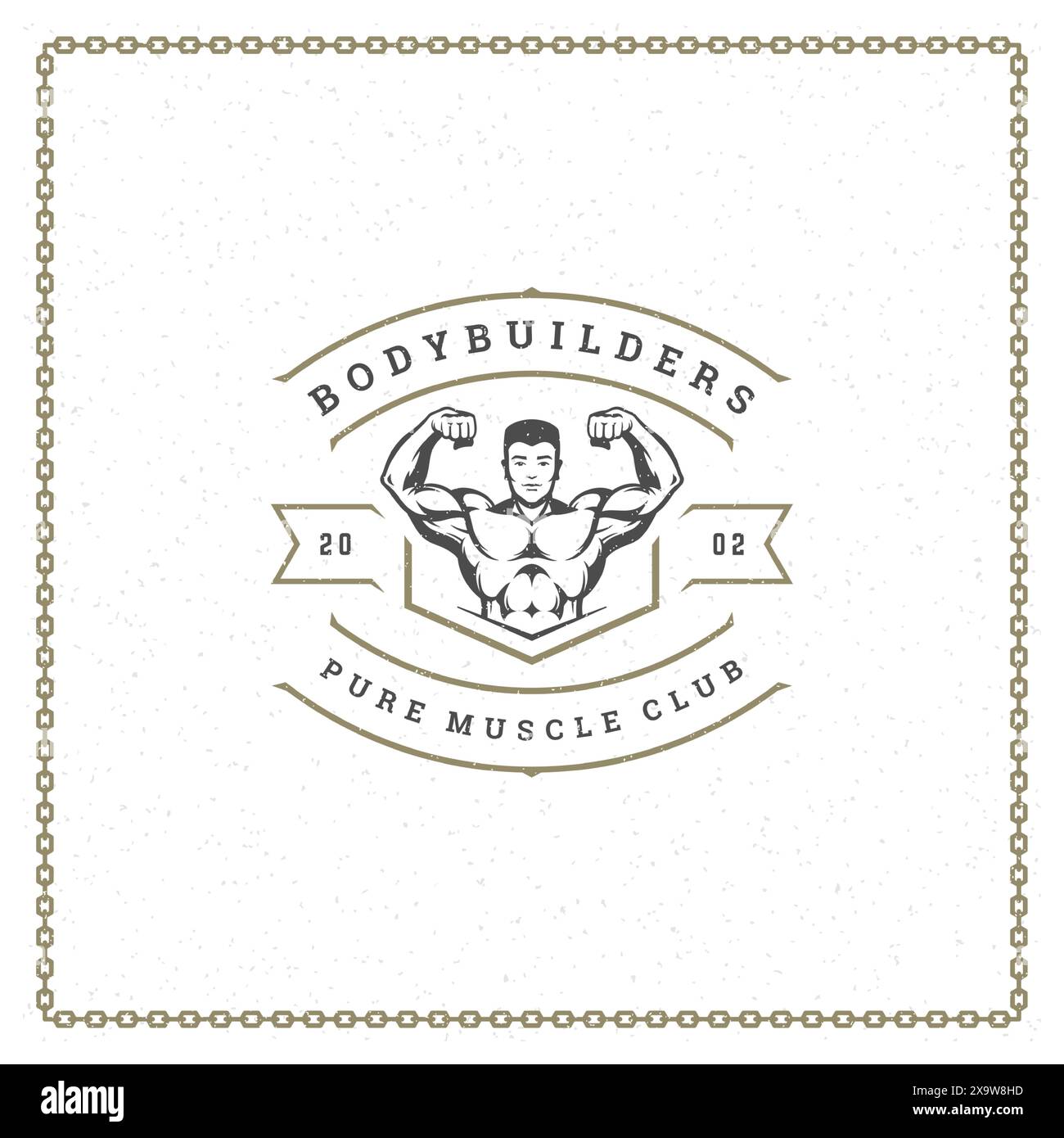 Fitness gym badge or emblem vector illustration. Bodybuilder man ...