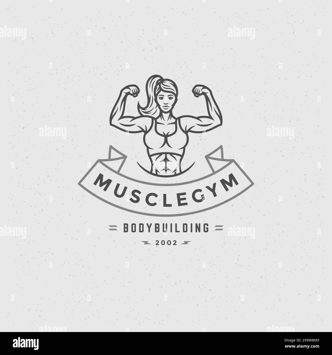 Bodybuilder woman logo or badge vector illustration female bodybuilding ...